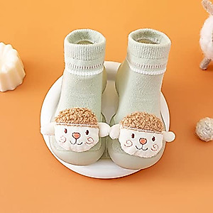 Lykmera Infant Toddler Shoes Sheep Socks Cute Cartoon Sheep Socks Shoes Toddler Floor Shoes Infant Shoes Socks (Green, 3-3.5Years Toddler)