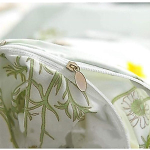 NTjinli Green Duvet Cover Twin Size-Summer Flower Twin Duvet Cover Set,100% Washed Microfiber Twin Comforter Set,1 Duvet Cover with Zipper Closure and 2 Pillow Shams (Twin)