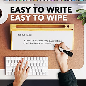 SpaceAid Bamboo Desktop Whiteboard with Organizer Box, Office Desk Dry Erase White Board Holder, Computer Keyboard Stand Pad for Office Supplies Storage (Natural)