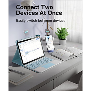 GreenLaw Keyboard Case for iPad Air 11 inch (M2), iPad Air 6th Gen(2024), iPad Air 5th/4th Gen 10.9 inch(2022/2020), Stain Resistant Case, 7-Color Backlit, Dual-Device Connection, Blue