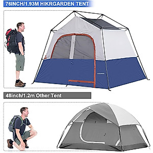 HIKERGARDEN 6 Person Camping Tent - Portable Easy Set Up Family Tent for Camp, Windproof Fabric Cabin Tent Outdoor for Hiking, Backpacking, Traveling (Blue)