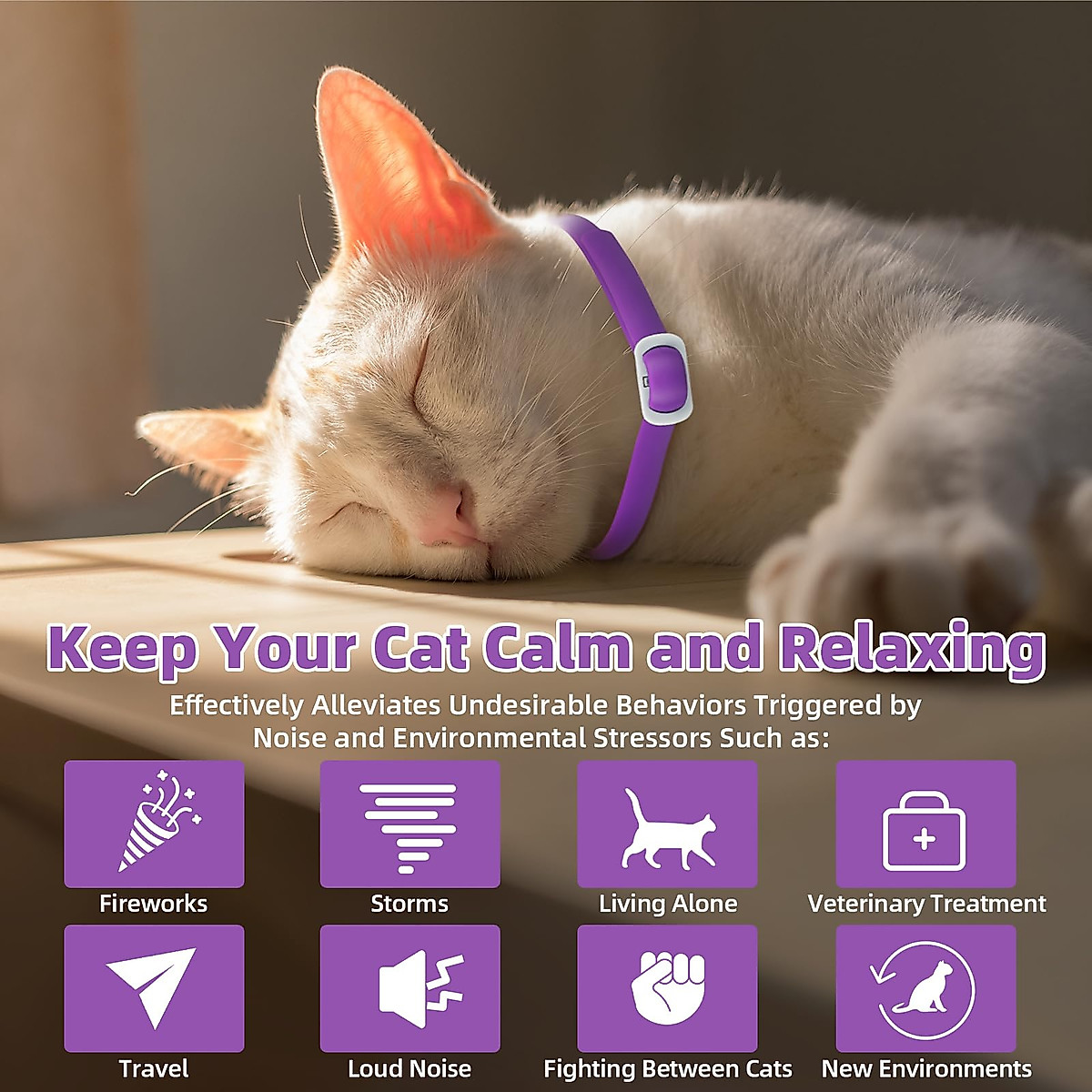 Cat Calming Collar for Cats, Pheromone Collar for Cats, Adjustable Efficient Relieve Reduce Anxiety Cat Collars for Pets with 60 Days Long Calming Effect for Small, Medium and Large Cats, 4Pcs