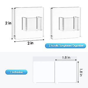 MaxGear Sunglass Organizer Wall Sunglass Holder, Acrylic Sunglasses Display, Clear Eyeglasses Storage for Office, Living Room, Bedroom, Home Decor, Glasses Stand Rack for Men, Women & Girls, 2 Pack