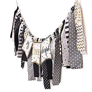 Mr. and Miss Onederful high chair banner - gold and black glitter garland, gold and pink glitter garland, often suitable for handsome little men and pretty little girls