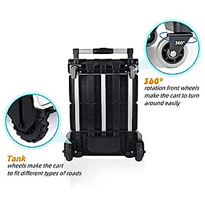 AHIBIO Collapsible Hand Truck 400 lbs Heavy Duty Dolly for Moving Lightweight Rolling Cart with Wheels Folding Utility Trolley