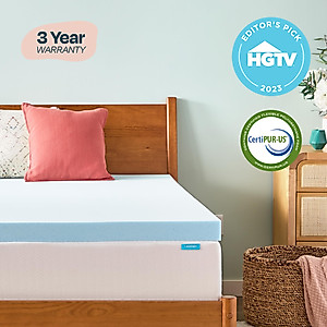 LINENSPA Memory Foam Mattress Topper - 3 Inch Gel Infused Memory Foam - Plush Feel - Cooling and Pressure Relieving - CertiPUR Certified - Dorm Room Essentials - Full XL Size