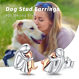 JUSTKIDSTOY Hypoallergenic Dog Earrings 925 Sterling Silver Cute Animal Dog Stud Earrings Dog Jewelry Gifts for Women Dog Lover