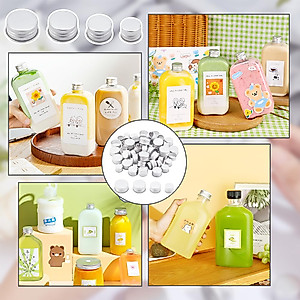 BENECREAT 64 Pcs Aluminum Caps Top Spiral Caps Flat Round Aluminum Caps Aluminum Cans Spiral Tops for Refillable Bottles Replacement Caps Inner Diameter: 17.5/20/23.5/28 mm