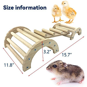 CooShou Chicken Perch Chicken Toys Chicken Roosting Bar Chick Jungle Gym Wooden Arch Bridge Platform Stand Ladder 3in1 Climbing Ramp Toys for Chick Hamsters Gerbils Mice Rodent and Small Animals