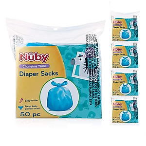 Nuby 200 Piece Disposable Diaper Sacks/Bags with Powder Scent, Blue