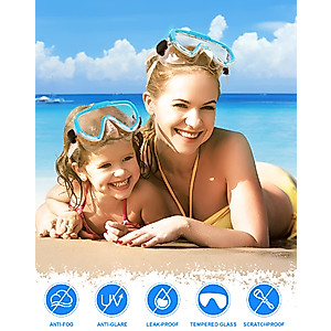 Norabidea Swim Goggles Adult Kids, Anti Fog Swimming Goggles with Nose Cover ,No Leaking Clear Snorkel Dive Mask 180 Wide View Men Women Youth Boys Girls