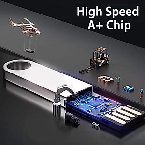 Custom Logo USB Flash Drive with Keychain and USB C Adapter Engraved Free Personalized USB 2.0 Metal Memory Stick Personal Gift for Friend,Wedding,Anniversary,Graduation,Birthday,Party-4G, Silver