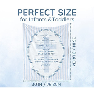 Baptism Gifts for Boys, Girls - Baptismal Gifts, Christening Gifts for Baby Boys, Girls - Baby Dedication Gifts from Godmother, Godfather, Godparent - Blue and White Flannel Blanket, 30"x 36"