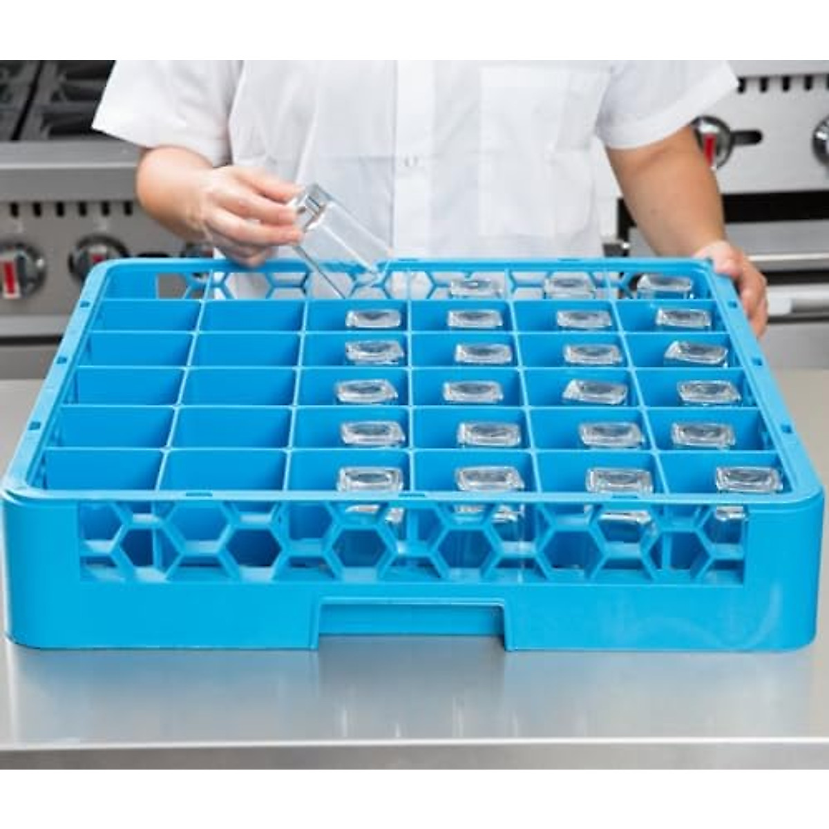 Soro Essentials- 36 Compartment Polypropylene Glass Rack Blue Color- Glass Rack for Kitchen Counter Durable Kitchen Glass Rack for Glassware Glass Drying Rack