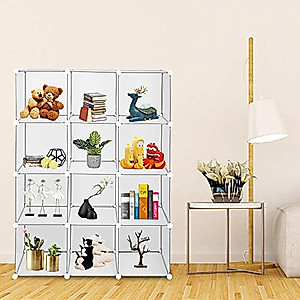 Guangshuohui 12-Cube Book Shelf,Cube Storage Shelves Closet Organizer Shelf Cubes Organizer Bookcase(42.1 x 14.2 x 55.9) / (107 x 36 x 142) cm (L x W x H) (White)