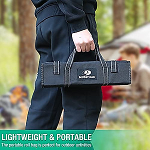 Mossy Oak Outdoor Knife Set - 6 PCS Chef Knife Set with Roll Bag - Premium Stainless Steel BBQ Knife Sets with Ergonomic Handle - 6’’ Fillet Knife for Fishing - Birthday Gifts for Women Men Lovers