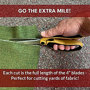 Madam Sew Spring Loaded Scissors, All Purpose Heavy-Duty 9.5” Fabric Scissors Sewing Shears with Precision-Ground Blades, Slide Lock Mechanism and Soft, Anti-Slip TPU Grips for Right or Left Hand