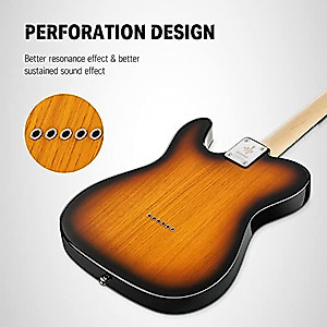 Donner Electric Guitar 39 Inch Electric Guitar DTC-100 Solid Body TC Style Electric Guitar Kit with Bag, Strap, Cable for Youth,Beginner Sunburst