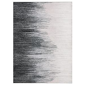 8 * 10ft Modern Abstract Area Rug, Soft Non-Slip Low Pile Machine Washable Indoor Rug for Entryway, Living Room, and Bedroom, Grey