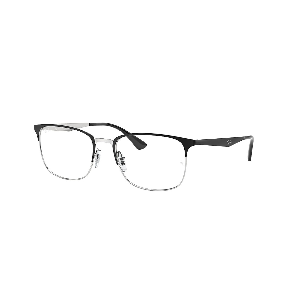 Ray-Ban RX6421 Square Prescription Eyeglass Frames, Matte Black On Silver/Demo Lens, 54 mm
