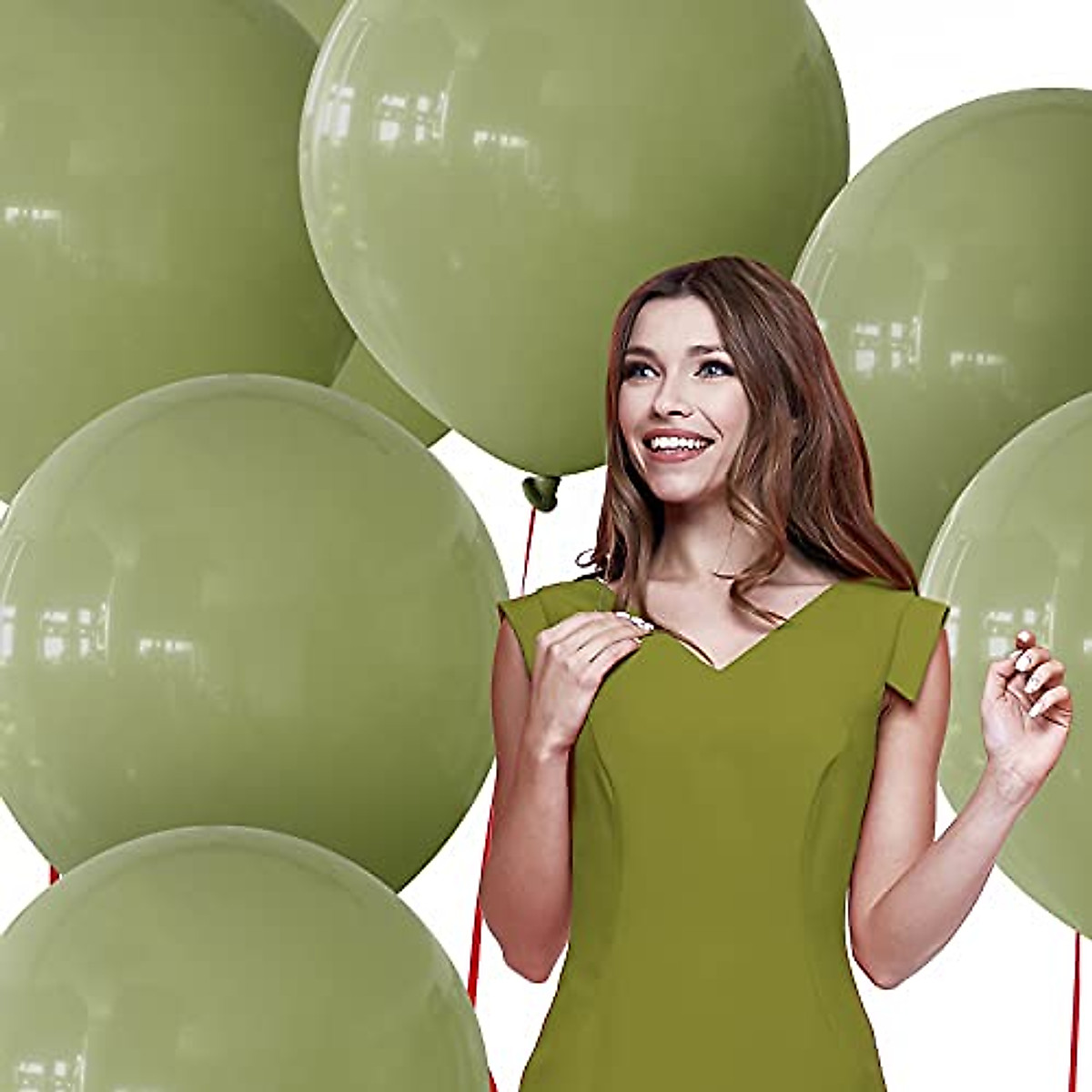 10 Pcs 18 Inches Sage Green Balloons Large Grass Green Balloons Huge Olive Green Balloon for Wedding Birthday Baby Shower Engagement Summer Eucalyptus Jungle Safari Party Decoration (Grass Green)