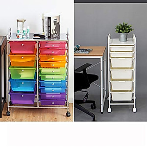 RELAX4LIFE Storage Drawer Carts W/15-Drawer,Rolling Wheels Semi-Transparent Multipurpose Mobile Rolling Utility Cart for School, Office, Home, Beauty Salon Storage Organizer Cart (Color)