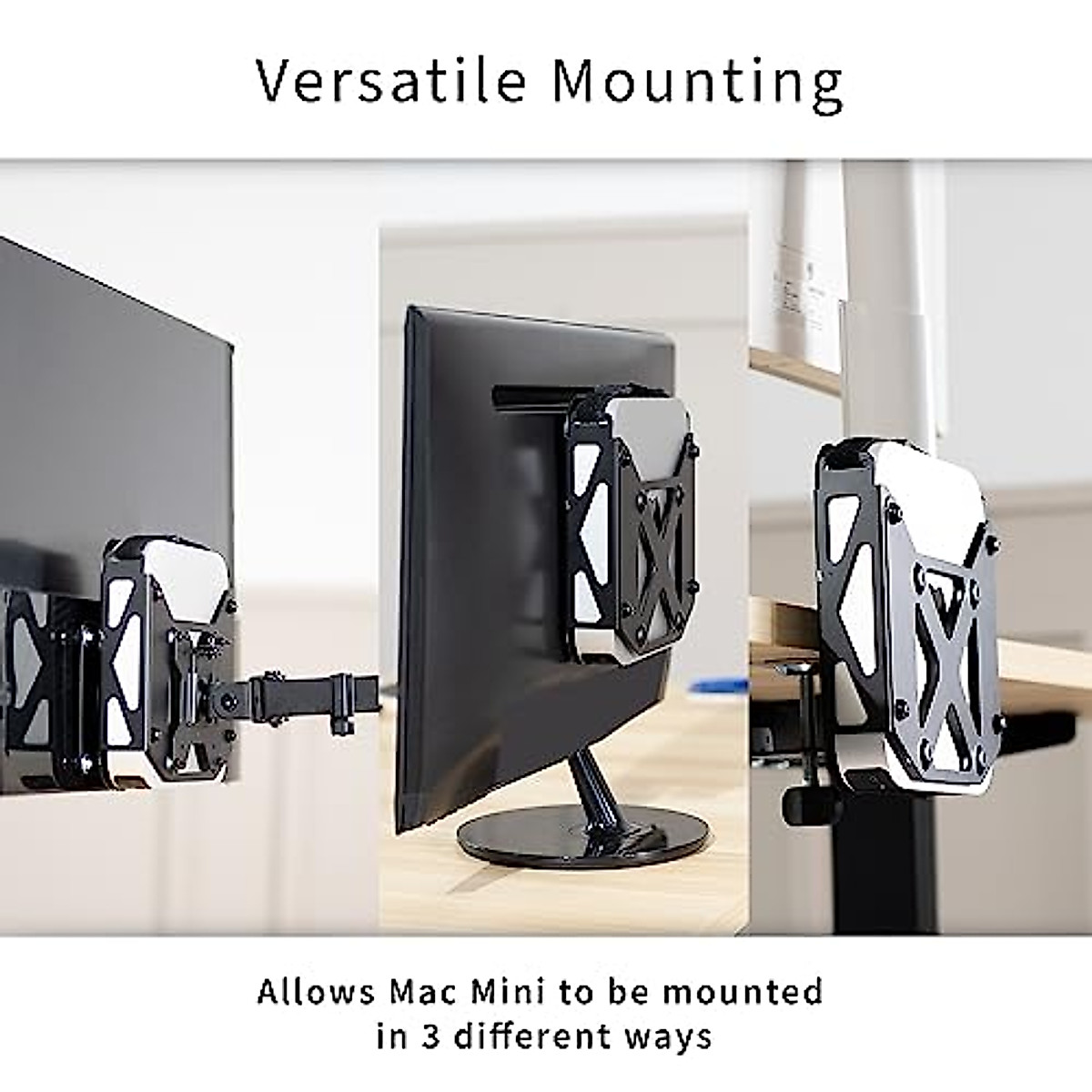 VIVO Behind Monitor VESA Mount Designed for Mac Mini CPU, 2010-Present Models, Monitor Arm Computer Holder, Concealed Back of Screen Mount with Desk Clamp Option, Black, Mount-MINI1