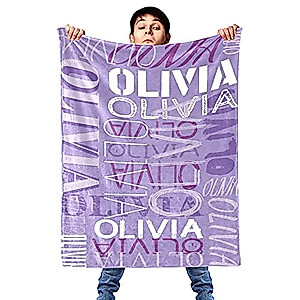 KEEPASSION Customized Blanket with Text Custom Blanket Personalized Flannel Throw Blankets for Adult Kid Birthday Christmas Halloween Mothers Fathers Valentines Day Gift (Purple, 30"x40")