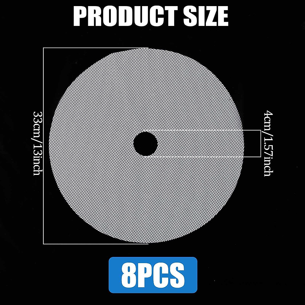 8Pcs Round Silicone Dehydrator Sheets Non-stick Fruit Dehydrator Mats Dehydrator Tray Liner Reusable Reusable Steamer Mat Mesh Sheet for Fruit Dryer (Round 13" Diameter)