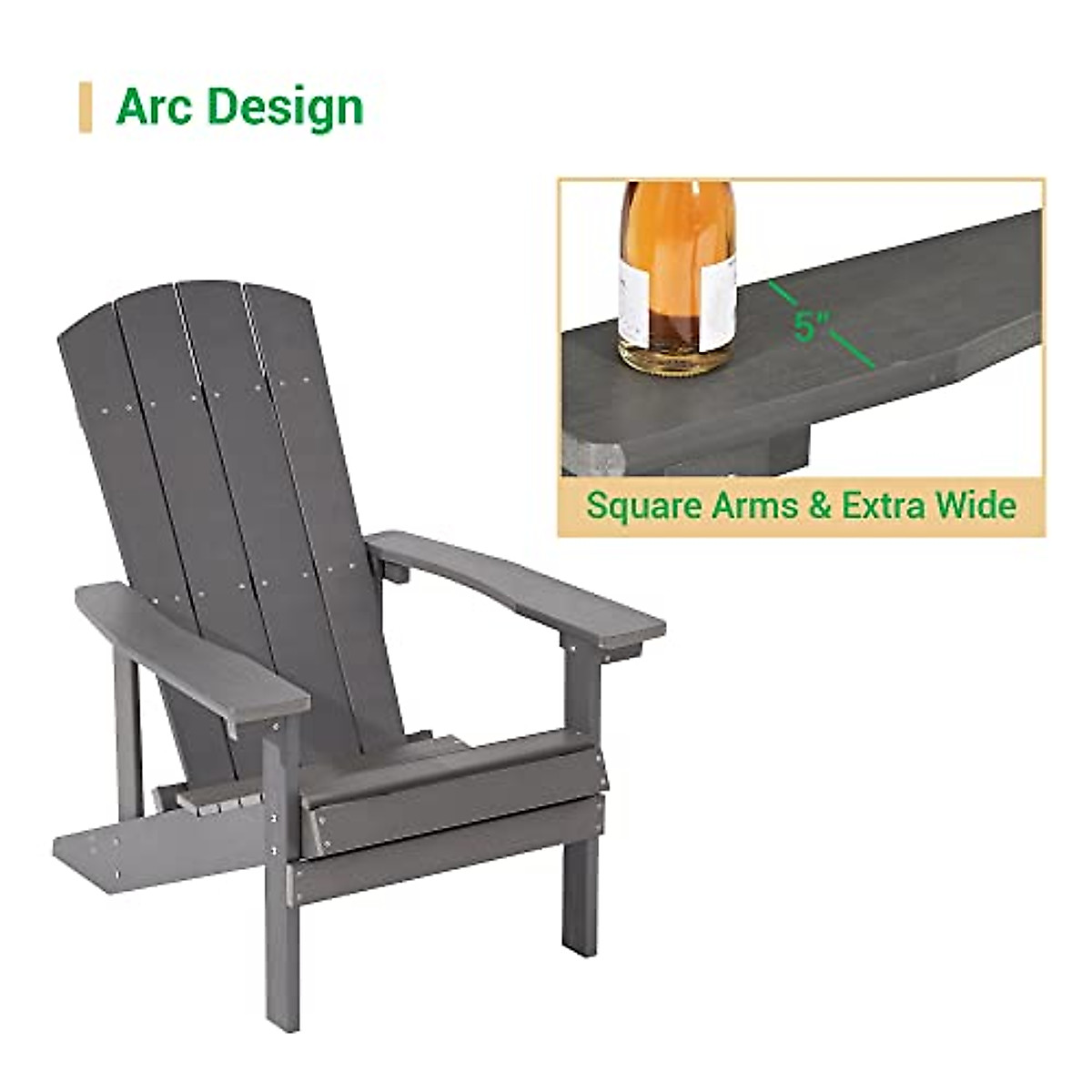 SANLUCE Adirondack Chairs Weather Resistant for Patio Garden, Backyard, Patio and Indoors, Charcoal