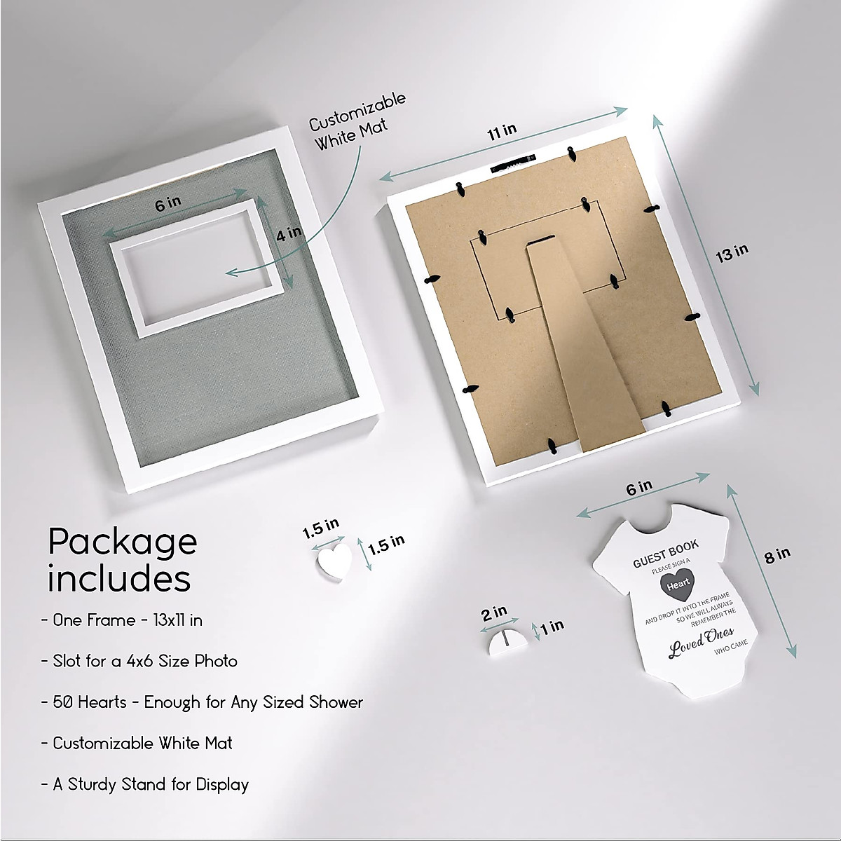 GLM Premium Baby Shower Guest Book with Welcome Sign & 50 Hearts - Perfect Keepsake Memory Book for Boy & Girl Baby Shower Decorations, Alternative to Traditional Guest Books!