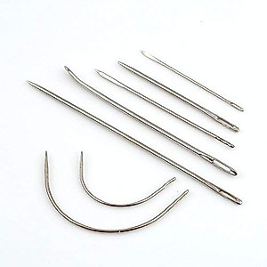 Upholstery Repair Kit with 2 Spools (1 White & 1 Black Spool) and 7 Different Sized Needles | Leather Repair Kit, Furniture, Clothes, Car, Fabric, Couch, Vinyl, Boat, Seat, Carpet, Shoe | Patch Fabric