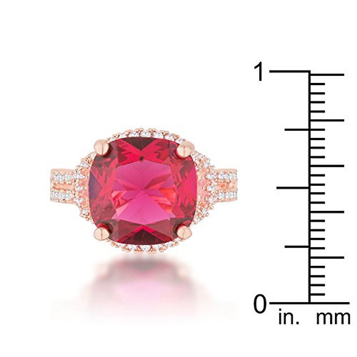 6.2ct Ruby CZ Rose Gold Plated Classic Cocktail Ring Ring Size 10