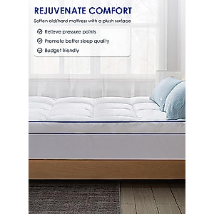 QUEEN ROSE Mattress Topper Full, Extra Thick Mattress Pad Topper, Pillow Top Soft Mattress Bed Topper Cover with 8-21” Deep Pocket, Overfilled Down Alternative, Plush for Back Pain Relief, White