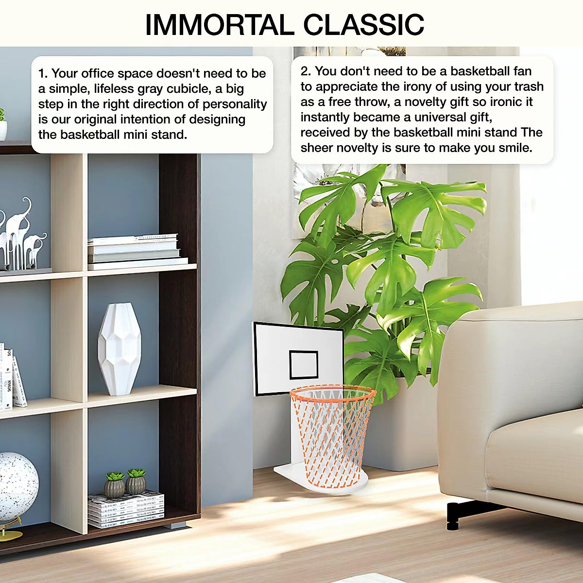 MORNING SUN Basketball Trash Can Holder, Basketball Trash Can Wooden Display (Excluding Trash Can), Garbage Bin Basketball Hoop for Home Office Kitchen Living Room