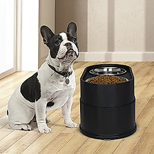 MASOCAT Raised Dog Bowls,Stainless Steel Dog Food Dish and Pet Water Bowls,Elevated Height Adjustable Double Bowl with Stand for Small Medium Dogs and Cats (Black)