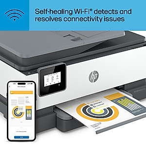HP OfficeJet 8015e Wireless Color All-in-One Printer with 6 Months Free Ink with HP+(228F5A), White