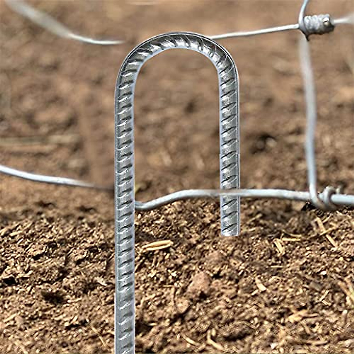 Ground Stakes Anchors Garden Staples Steel Tent Nails Metal Ground Rebar Pegs Heavy Duty Landscape Gardening Pins Stake for Camping Tents Trampoline Fence (12 Inch ,4 Pack)