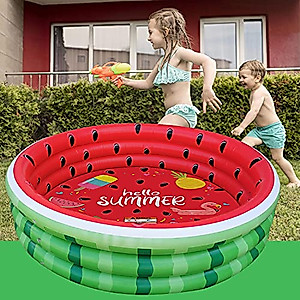 Watermelon Inflatable 60 inches, Pit Ball Pool Swimming Pool with 3 Rings, Boys and Girls Summer Fun in Garden, Backyard, Indoor & Outdoor by ninostar