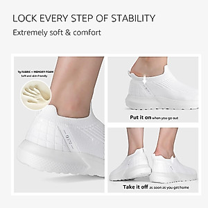 STQ Walking Shoes Women Breathe Mesh Slip on Shoes Womens Fashion Memory Foam Nursing Shoes Lightweight Sneakers White 8 US