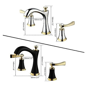 ZOOMLAND Matte Black Gold Bathroom Faucet Base Handle Chrome Plated Brass 3 Piece Bathtub Basin Faucet Taps,Kitchen faucets, BWJ-681