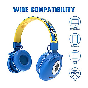 Kids Cartoon Headphones,Wireless Headset for thechildren,Jellie Monsters Joint Bluetooth Headphones,Foldable Stereo Headphone,FM,with Volume Limited and mic,TF Card Compatible for iPad/iPhone/Tablet