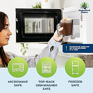 Clear Coffee Mugs set of 4, Unbreakable, Microwave, Freezer, Top-Rack Dishwasher Safe, 12 oz Plastic Tumblers w/ Handle, Mocha Latte Tea & Water Clear Drinking Cups look like Glass Made in USA