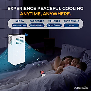 SereneLife SLPAC805W.6 Portable Air Conditioner-Compact Home A/C Cooling Unit with Built-in Dehumidifier & Fan Modes, Includes Window Mount Kit (8,000 BTU), White