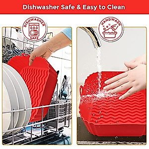 Silicone Air Fryer Liners, 8'' Square 4 to 7 QT Reusable Heat Resistant Food Grade Airfryer Silicone Liners Inserts Baskets Bowl Accessories for COSORI Instant Vortex CHEFMAN Air Fryer Oven Microwave