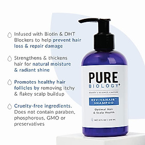 Premium Hair Growth Shampoo with Biotin, Keratin, Vitamins B + E, Natural DHT Blockers & Breakthrough Anti Hair Loss Complex Treatment of Thinning, Damaged Hair for Men & Women