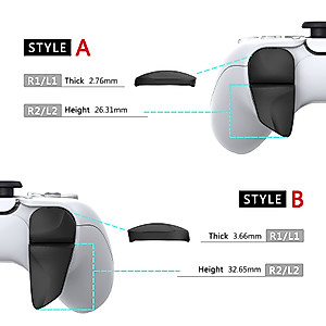 PlayVital Blade 2 Pairs Shoulder Buttons Extension Triggers for ps5 Controller, Game Improvement Adjusters for PS Portal Remote Player, Bumper Trigger Extenders for ps5 Edge Controller - Black