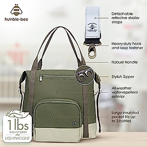 Humble Bee Kokoro All Heart Convertible Diaper Bag for Men & Women: Converts from Backpack to Tote, Spacious Compartments, Multiple Pockets, Removable Accessories & Stroller Strap Design (Olive Dusk)