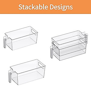 vacane 2 Pack Refrigerator Organizer Bins with Silicone Handle,Plastic Pantry Organization and Storage,BPA-Free Multi-Use Organizer Bins,Kitchen Containers for Fruit,Vegetable