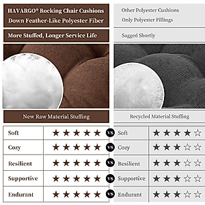 HAVARGO Rocking Chair Cushion Indoor High Back Wooden Rocker Adirondack Chair Cushions, Tufted Patio 1Pc Chair Pad Cushion and 1 Pc Back Cushion Brown